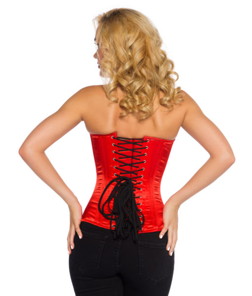 Jenna Red Satin Overbust Steel Boned Corset Glamorous Corset